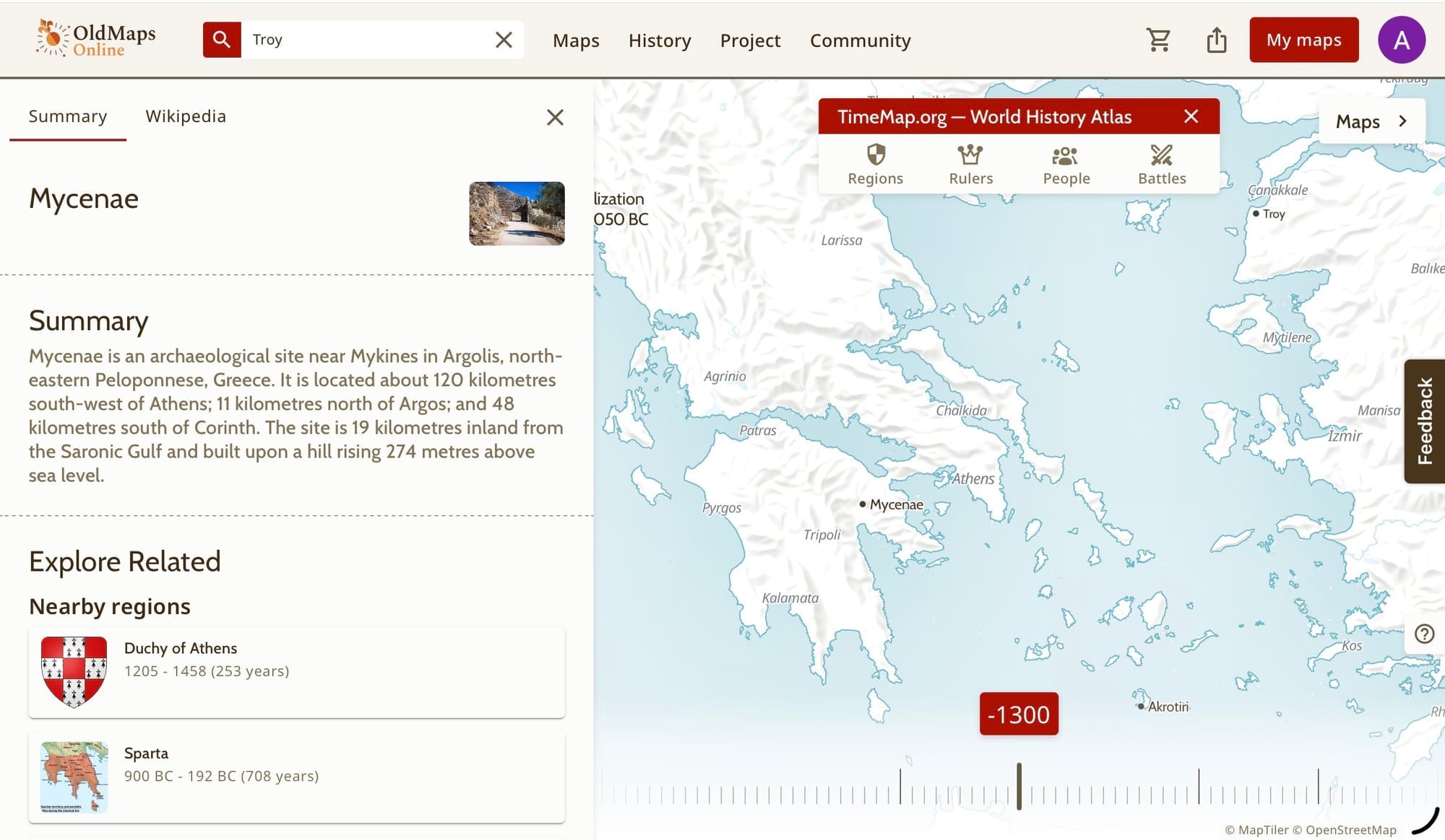 Ontdek historische plaatsen met TimeMap